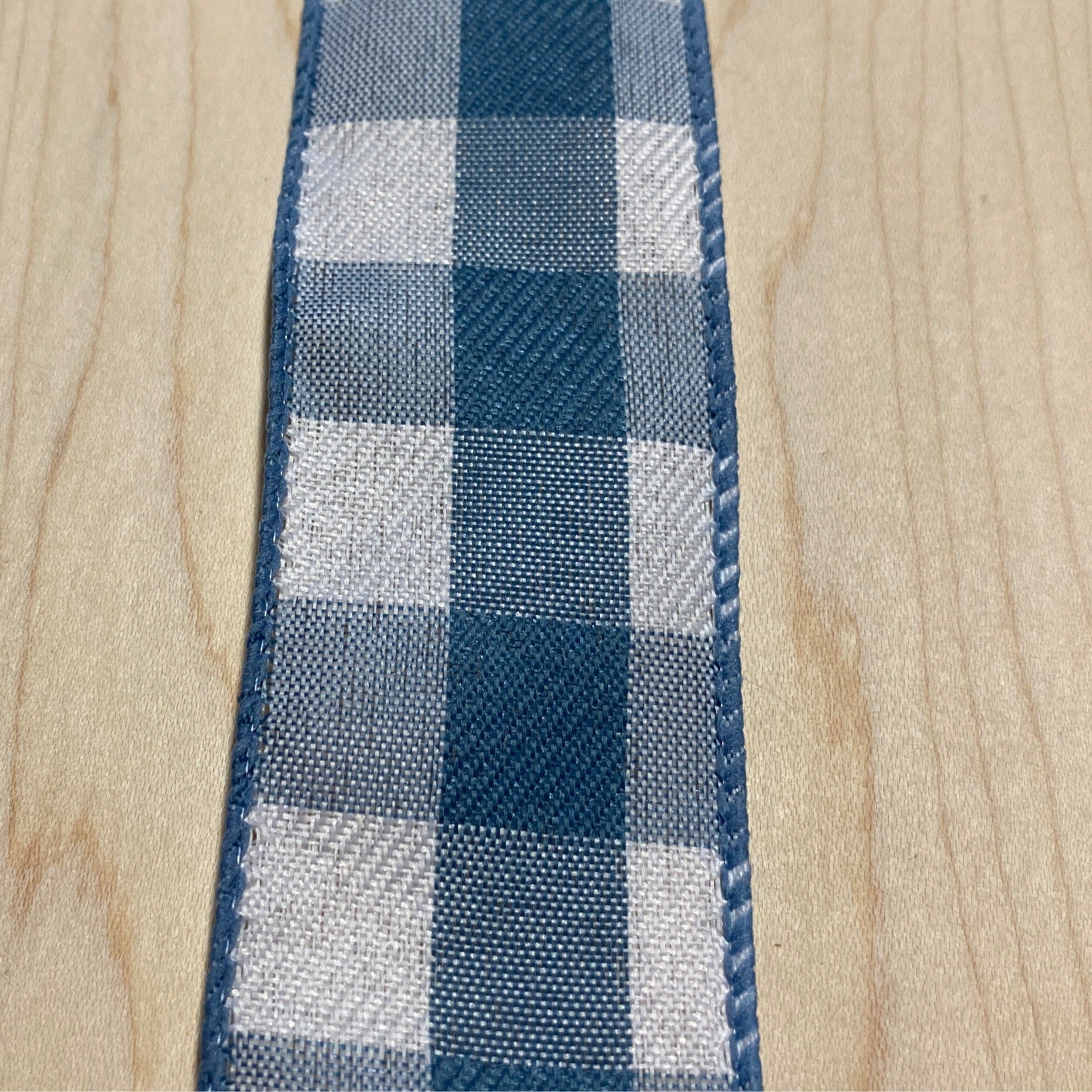 1.5” Cornflower Blue Linen Check Plaid Ribbon | Wandering Goose